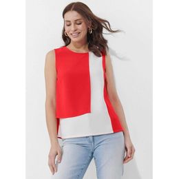 Alba Moda Weite Bluse in &auml;rmelloser Form in koralle / creme | Gr.: 40