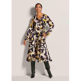 Madeleine Mode MADELEINE Kleid mit Bindeg&uuml;rtel in schwarz / multicolor | Gr.: 40