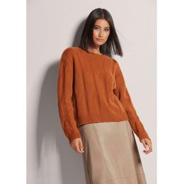 Madeleine Mode MADELEINE Kurzer Rollkragen-Pullover mit Zopfmuster in safran | Gr.: 44