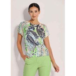 Madeleine Mode MADELEINE Leichter Pullover mit Paisley-Print in kiwi / wei&szlig; / multicolor | Gr.: 40