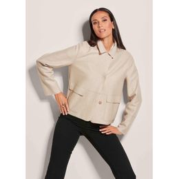 Madeleine Mode MADELEINE Wollblazer mit Klappkragen und Pattentaschen in kiesel | Gr.: 46