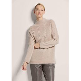 Madeleine Mode MADELEINE Stilvoller Wollpullover mit Stehkragen in cappuccino / wollwei&szlig; / melange | Gr.: 44