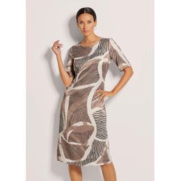 Madeleine Mode MADELEINE Kleid mit kurzen &Auml;rmeln in perlwei&szlig; / taupe / multicolor | Gr.: 36