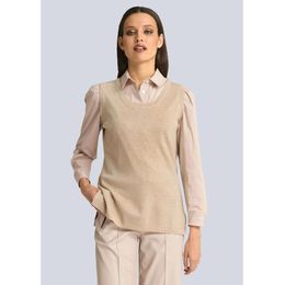 Alba Moda Pullunder mit Seitennahtschlitz in beige | Gr.: 48