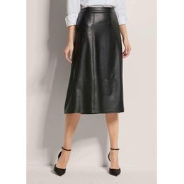 Madeleine Mode MADELEINE Leder-Look Midi-Rock mit Rei&szlig;verschluss in schwarz | Gr.: 34
