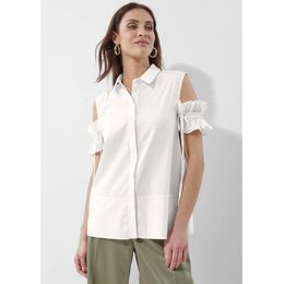 Alba Moda &Auml;rmellose Bluse mit R&uuml;schen und Mesh in offwhite | Gr.: 46