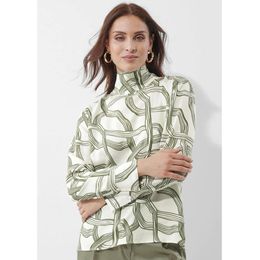 Alba Moda Elegante Satinbluse mit Bindeschleife in ecru / oliv | Gr.: 46