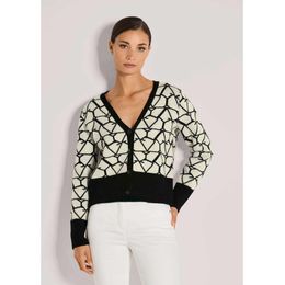 Madeleine Mode MADELEINE Langarm Jacquard-Cardigan mit Kaschmir in wollwei&szlig; / schwarz | Gr.: 40