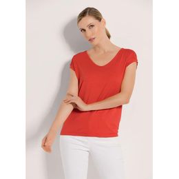 Madeleine Mode MADELEINE Rundhals-Shirt mit Stickerei in blutorange | Gr.: 42