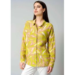 Alba Moda Oversized Hemdbluse mit dezentem Glanz in limette / beige | Gr.: 40