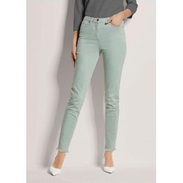 Madeleine Mode MADELEINE Mid Waist Skinny-Hose mit Fransen in hellsalbeigr&uuml;n | Gr.: 48