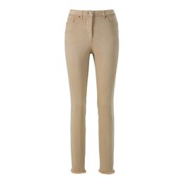 Madeleine Mode MADELEINE Mid Waist Skinny-Hose mit Fransen in caramel | Gr.: 18