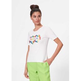 Madeleine Mode MADELEINE Shirt mit Foilprint und Zierpl&auml;ttchen in creme / multicolor | Gr.: 40