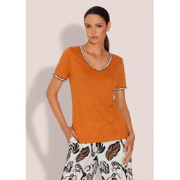 Madeleine Mode MADELEINE Kurzarm-Shirt aus Leinen in w&uuml;stenorange / multicolor | Gr.: 42