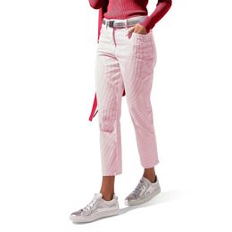 Madeleine Mode MADELEINE Fein gestreifte Jeans in wei&szlig; / granat | Gr.: 20