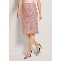 Madeleine Mode MADELEINE Schlanker Pencil-Skirt mit Wendepailletten in blassrosa / puderros&eacute; | Gr.: 34