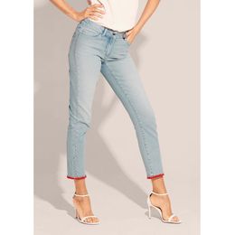 Madeleine Mode MADELEINE Jeans mit farbigem Beinabschluss in blue / bleached | Gr.: 46