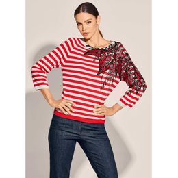 Madeleine Mode MADELEINE Gestreifter Pullover mit Strasssteinchen in offwhite / rot | Gr.: 36