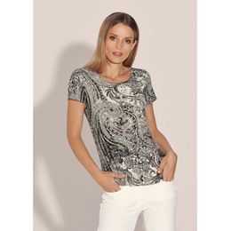 Madeleine Mode MADELEINE Sommerliches Shirt mit Alloverprint in grau / wollwei&szlig; | Gr.: 34