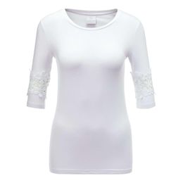 Madeleine Mode MADELEINE Shirt mit Halbarm und Spitzendetail in wei&szlig; | Gr.: 42