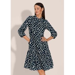 Madeleine Mode MADELEINE Baumwollkleid mit Unikat-Print in marine / wei&szlig; | Gr.: 42