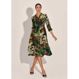 Madeleine Mode MADELEINE Modisches Sommerkleid mit Palmenprint in schwarz / cognac / khaki | Gr.: 38