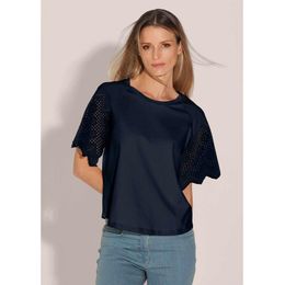 Madeleine Mode MADELEINE Kurzes Blusen-Shirt im Material-Mix in marine | Gr.: 42