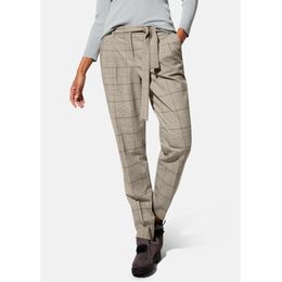 Madeleine Mode MADELEINE Karo-Bundfaltenhose mit Bindeg&uuml;rtel in taupe / multicolor | Gr.: 18