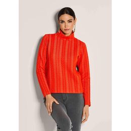 Madeleine Mode MADELEINE Sweatshirt mit Zopfstruktur in rot | Gr.: 40