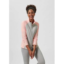 Madeleine Mode MADELEINE Jacke im Colourblocking-Stil in steingrau / hellpeach | Gr.: 40