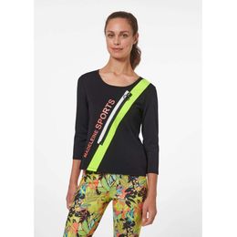 Madeleine Mode MADELEINE Shirt mit Kontrasteinsatz und Zierzipper in schwarz / multicolor | Gr.: 38