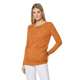 Madeleine Mode MADELEINE Langarm-Shirt mit Raff- und Knoten-Effekt in w&uuml;stenorange | Gr.: 40