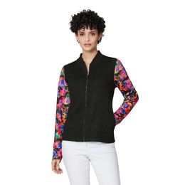 Madeleine Mode MADELEINE Jacke mit floralen Trend-&Auml;rmeln in schwarz / multicolor | Gr.: 40