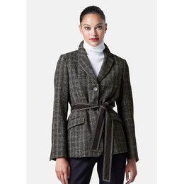 Madeleine Mode MADELEINE Blazer mit G&uuml;rtel in schwarz / wollwei&szlig; | Gr.: 38