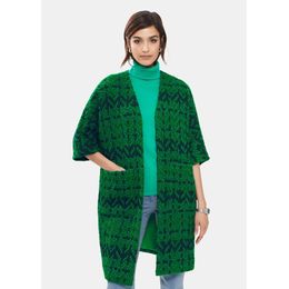 Madeleine Mode MADELEINE Longjacke aus grob strukturiertem Multicolor-Jacquard in gr&uuml;n / multicolor | Gr.: 34