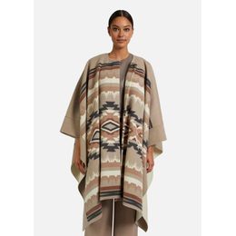 Madeleine Mode MADELEINE Doubleface-Cape mit Innenweste in cappuccino / multicolor | Gr.: 40