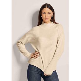 Madeleine Mode MADELEINE Stehkragen-Pullover aus Schurwolle in wollwei&szlig; | Gr.: 40