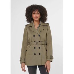 Madeleine Mode MADELEINE Zweireihige Trench-Jacke mit Steppfutter in steingr&uuml;n | Gr.: 46