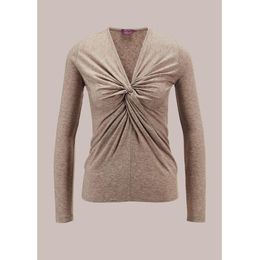 Madeleine Mode MADELEINE Shirt mit Knotendetail in taupe / melange | Gr.: 44