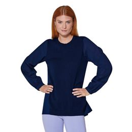 Madeleine Mode MADELEINE Legerer Pullover in raffiniertem Material-Mix in marine | Gr.: 40