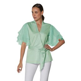 Madeleine Mode MADELEINE Bluse im Metallic-Look mit transparenten &Auml;rmeln in mintgr&uuml;n | Gr.: 40