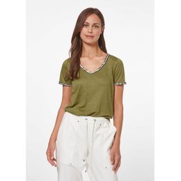 Madeleine Mode MADELEINE Kurzarm-Shirt aus Leinen in khaki / multicolor | Gr.: 38