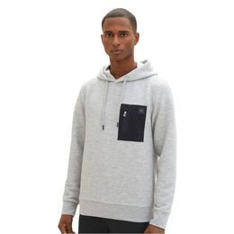 Tom Tailor Sweatshirt QUILTED HOODIE in Grau | Gr.: S