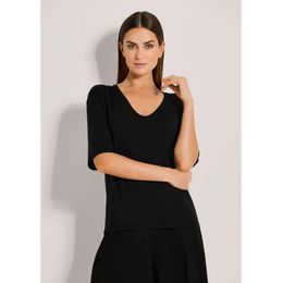Madeleine Mode MADELEINE Kurzarm-Shirt mit V-Ausschnitt in schwarz | Gr.: 36
