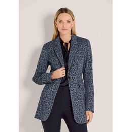 Madeleine Mode MADELEINE Langarm Denimblazer mit Leo-Flockprint in blue / nebelblau | Gr.: 44