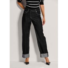 Madeleine Mode MADELEINE Weite Jeans mit fixiertem Aufschlag in schwarz | Gr.: 20