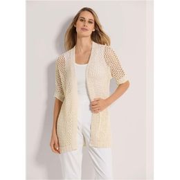Madeleine Mode MADELEINE Halbarm Strickjacke mit Glanz in perlwei&szlig; / goldfarben | Gr.: 36