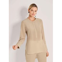 Madeleine Mode MADELEINE Luxuri&ouml;se Bluse mit kragenlosem Design in cappuccino | Gr.: 44
