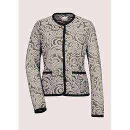 Madeleine Mode MADELEINE Kragenloser Kurzblazer, Rundhals in schwarz / perlwei&szlig; / goldfarben | Gr.: 38