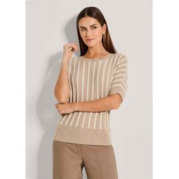 Madeleine Mode MADELEINE Sommerlicher Pullover mit Streifen in caramel / wollwei&szlig; | Gr.: 40
